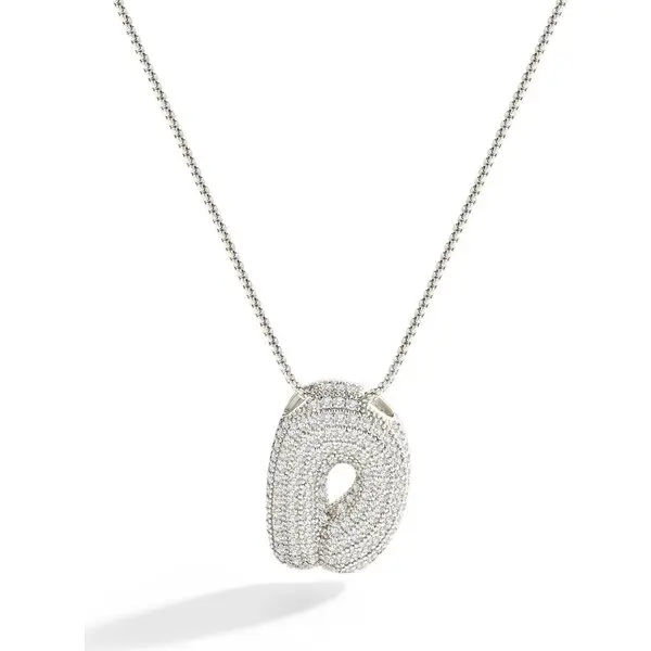 MINT & LILY Pave Initial Bubble Necklace - Silver/letter D