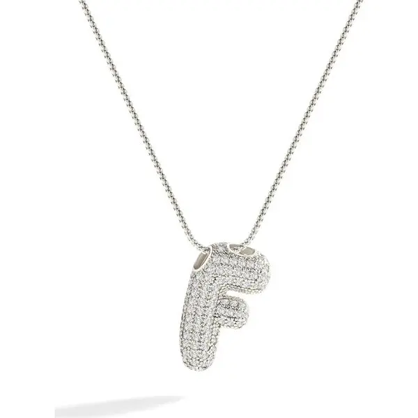 MINT & LILY Pave Initial Bubble Necklace - Silver/letter F