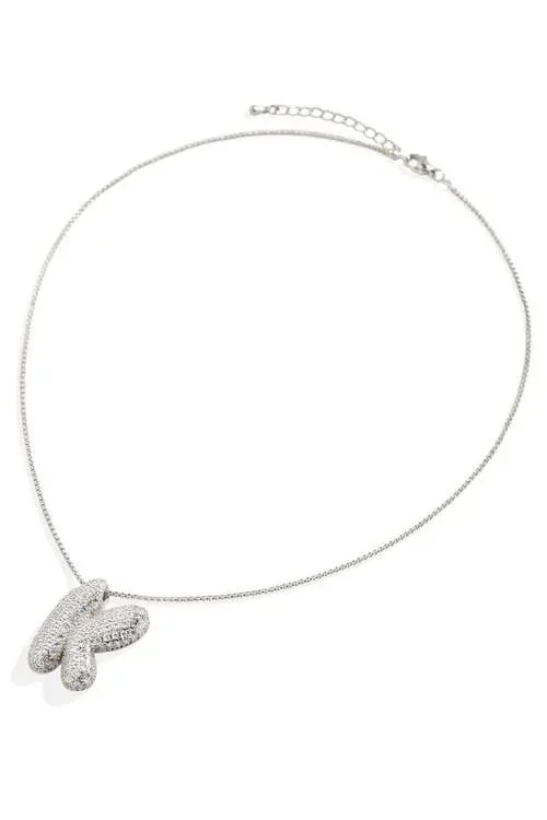 MINT & LILY Pave Initial Bubble Necklace - Silver/letter G