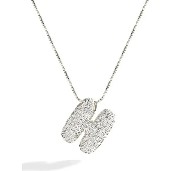 MINT & LILY Pave Initial Bubble Necklace - Silver/letter H