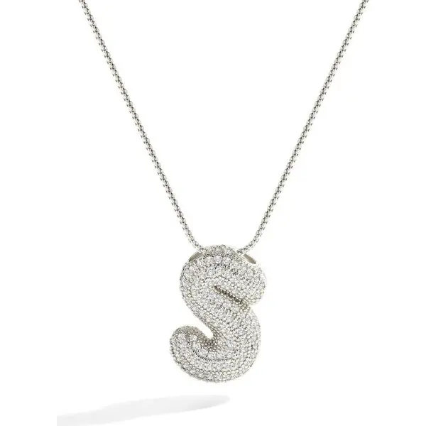 MINT & LILY Pave Initial Bubble Necklace - Silver/letter S