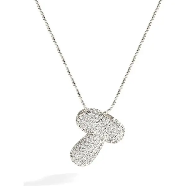 MINT & LILY Pave Initial Bubble Necklace - Silver/letter T