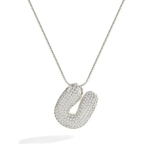MINT & LILY Pave Initial Bubble Necklace - Silver/letter U