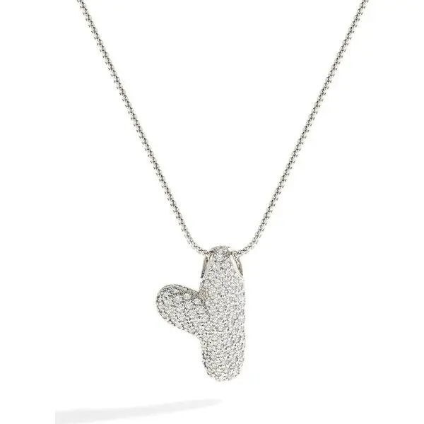MINT & LILY Pave Initial Bubble Necklace - Silver/letter Y