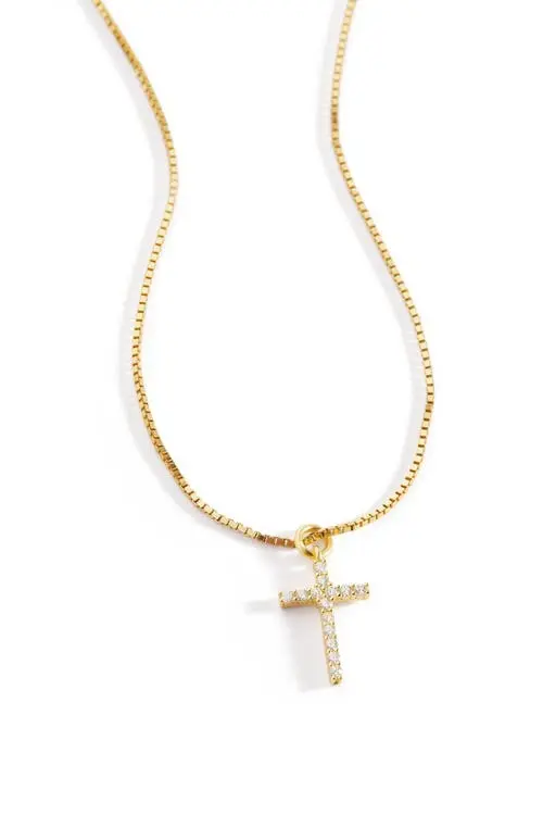 MINT & LILY Pave Cross Pendant Necklace - 18k Gold Over Sterling Silver