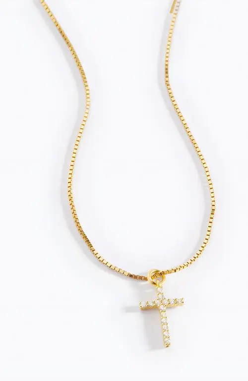 MINT & LILY Pave Cross Necklace - 18k Gold Over Sterling Silver