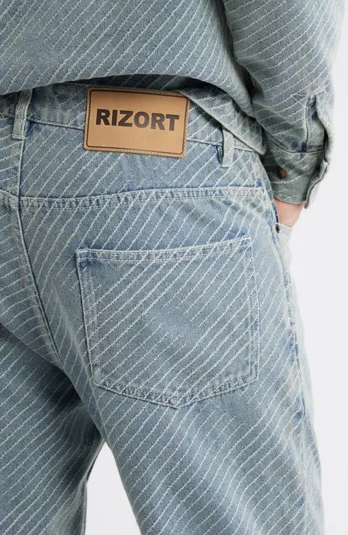 RIZORT Striped Distressed Jeans