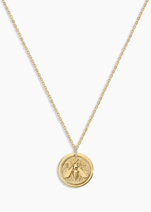 ELECTRIC PICKS Honey Bee Coin Pendant Necklace - Gold