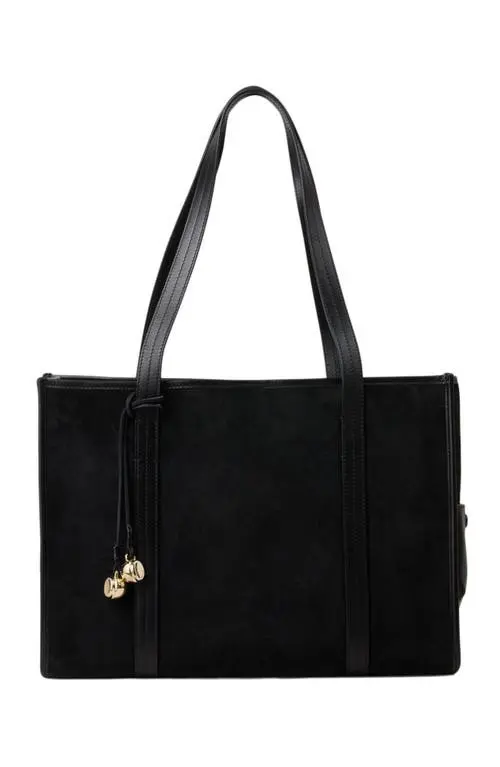 Sandro Suede Shopping Bag - Black