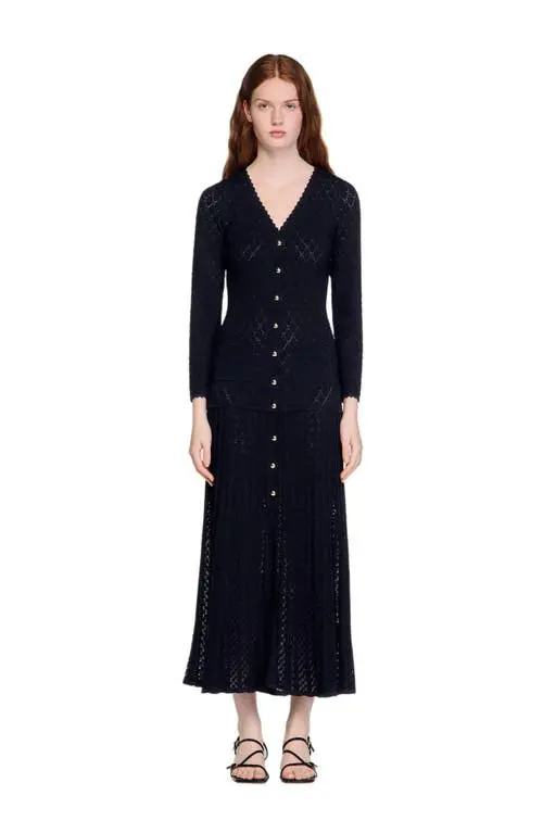 Sandro Decorative Knit Maxi Dress - Black