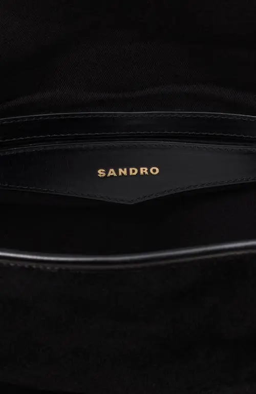 Sandro Soft Suede Shopping Bag - Black