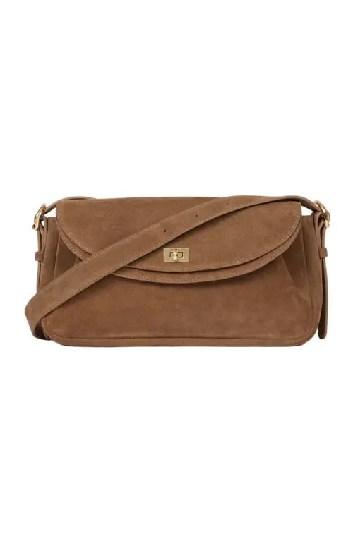Sandro Le Mambo Suede Leather Bag - Beige
