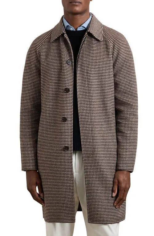 REISS Morpeth Houndstooth Wool Blend Coat