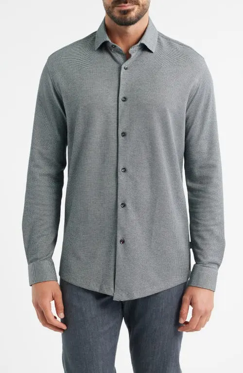Stone Rose Origin Two-tone Piqué Performance Button-up Shirt