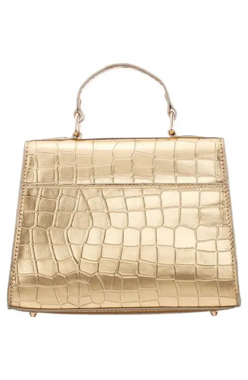 Nina Gemini Croc-embossed Clutch - Gold Metallic