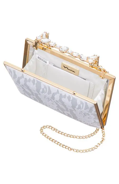 Nina Crystal Lace Clutch - Ivory
