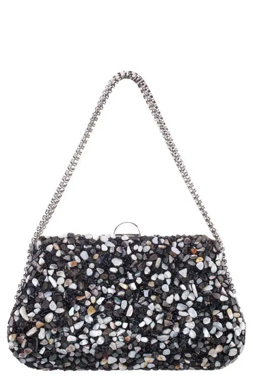 Nina Embellished Clutch With Chain Strap - Black Multi