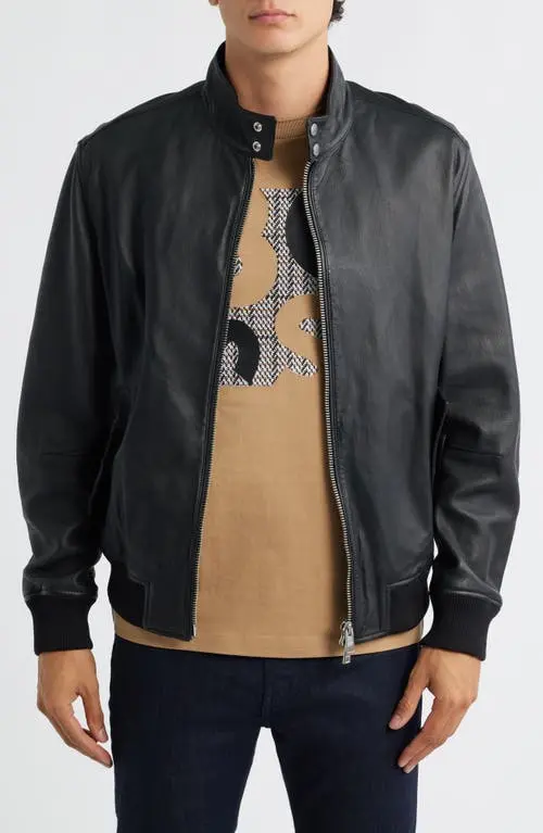 BOSS Monier Leather Zip Jacket