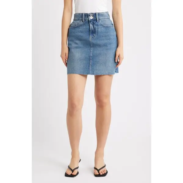 LIPSY Raw Hem Denim Mini Skirt