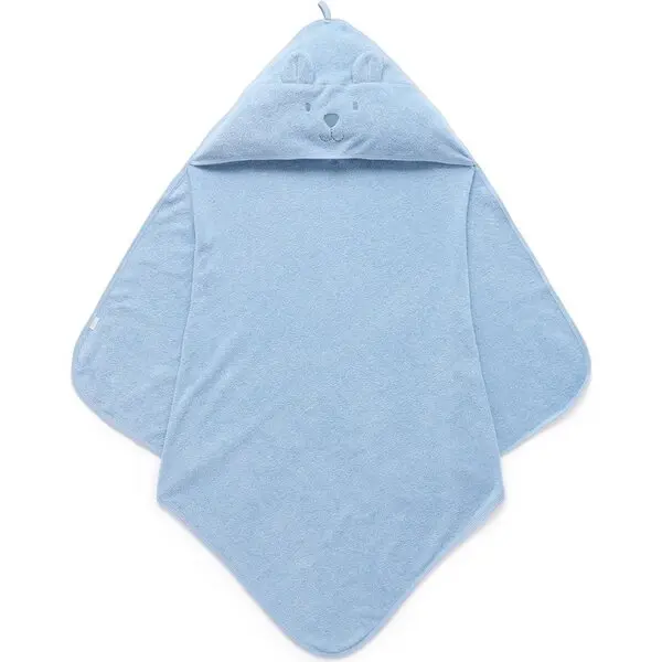 PUREBABY Bear Hooded Towel - Pale Blue Melange