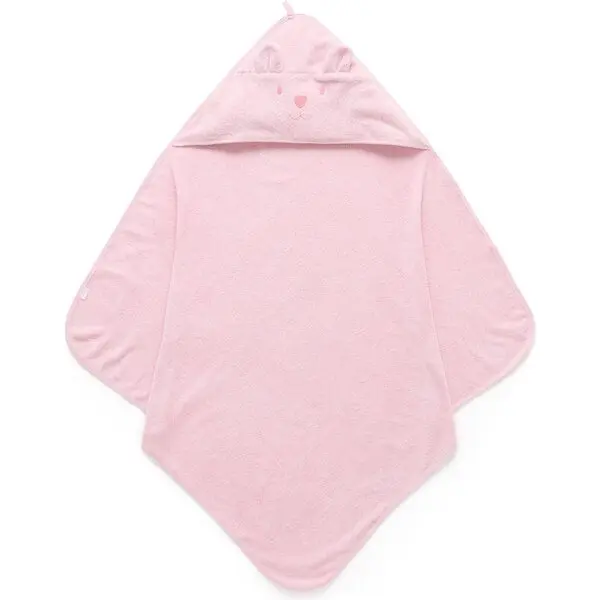 PUREBABY Bear Hooded Towel - Pale Pink Melange