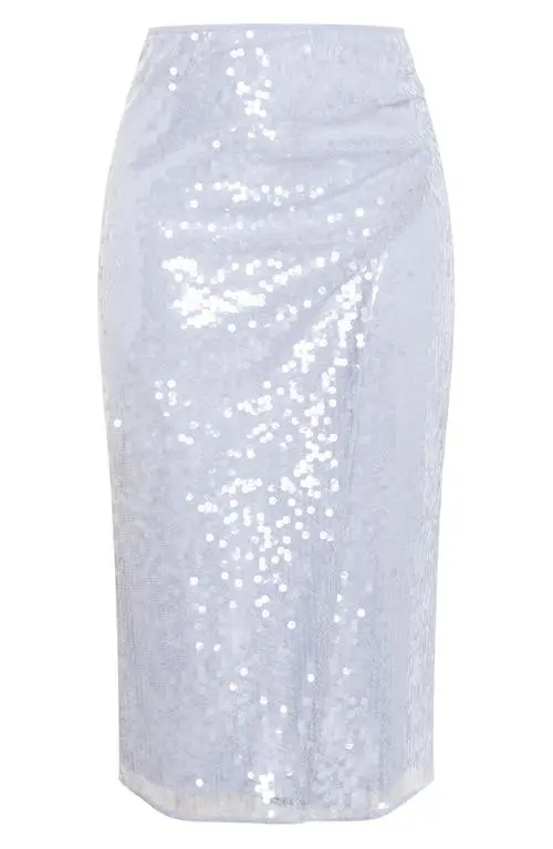 City Chic Sequin Pencil Midi Skirt - Sky Blue