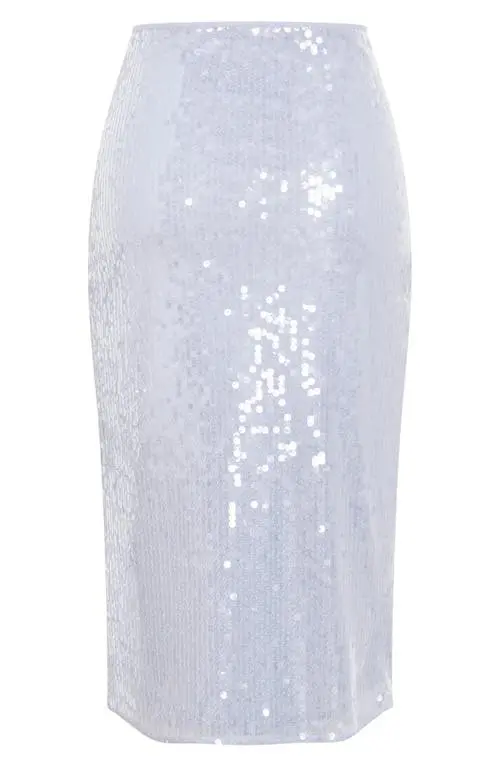City Chic Sequin Pencil Midi Skirt - Sky Blue