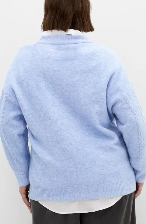 City Chic Claudia Cable Stitch Sweater - Sky Blue