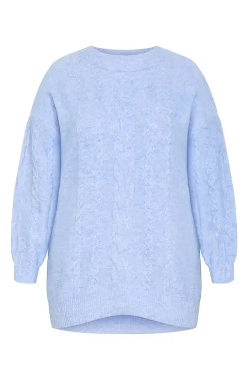 City Chic Claudia Cable Stitch Sweater - Sky Blue