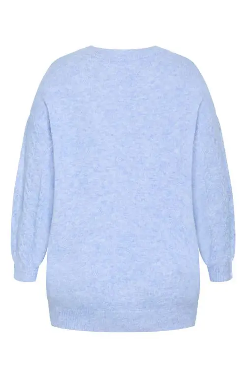 City Chic Claudia Cable Stitch Sweater - Sky Blue