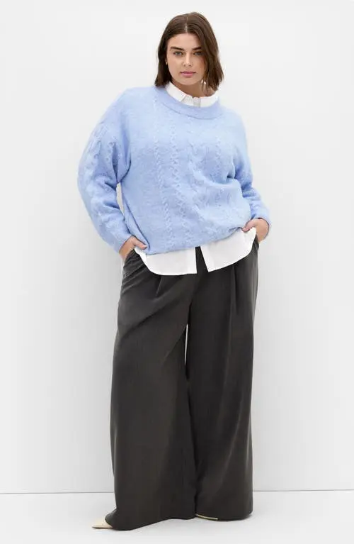 City Chic Claudia Cable Stitch Sweater - Sky Blue