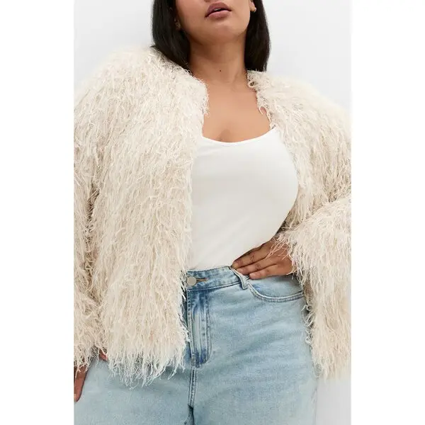 City Chic Sparkle Queen Jacket - Cream