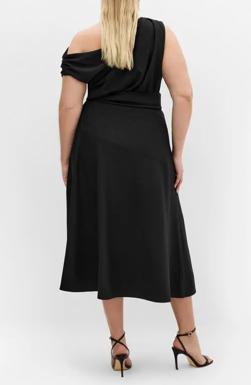 City Chic One-shoulder Crepe Midi Dress