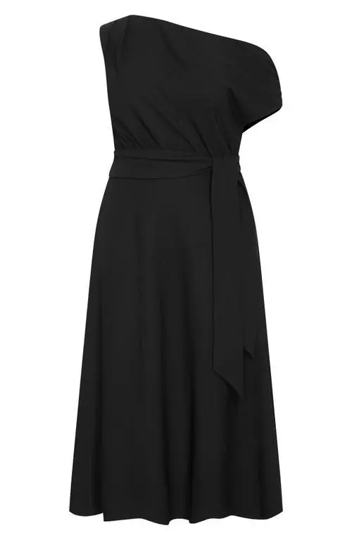 City Chic One-shoulder Crepe Midi Dress