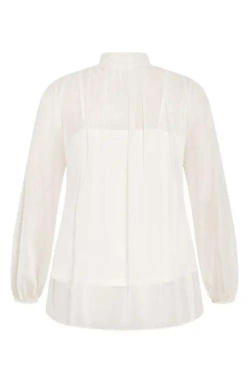 City Chic Seline Tie Neck Chiffon Shirt - Cream