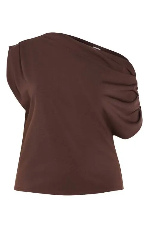 City Chic Imani One-shoulder Top - Chocolate