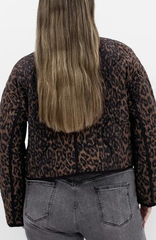 City Chic Leopard Print Quilted Crop Jacket