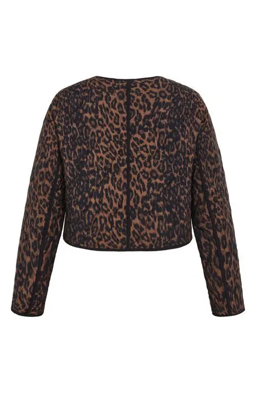 City Chic Leopard Print Quilted Crop Jacket