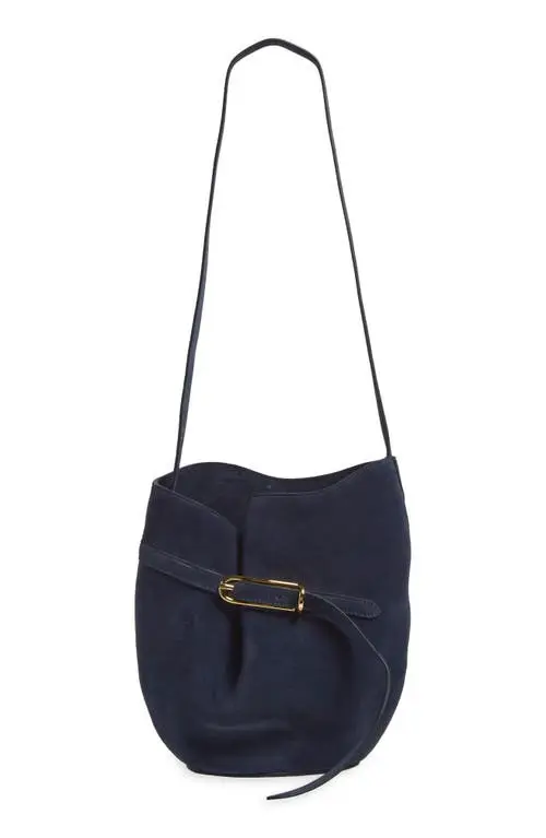 LIFFNER Belted Leather Bucket Bag - Navy