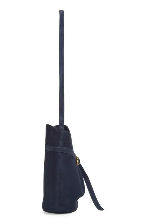LIFFNER Belted Leather Bucket Bag - Navy