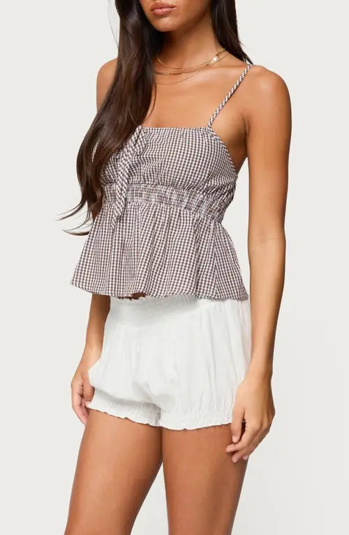 EDIKTED Gingham Cotton Camisole - Brown