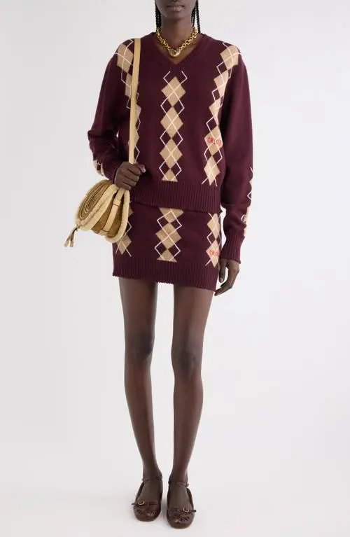 Chloé Argyle Wool & Cashmere Miniskirt