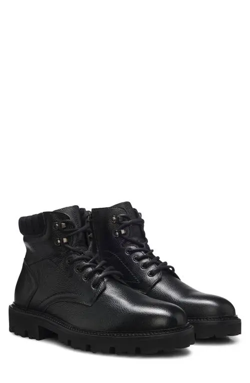 BOSS Julio Lugged Moc Toe Leather Boots - Blk