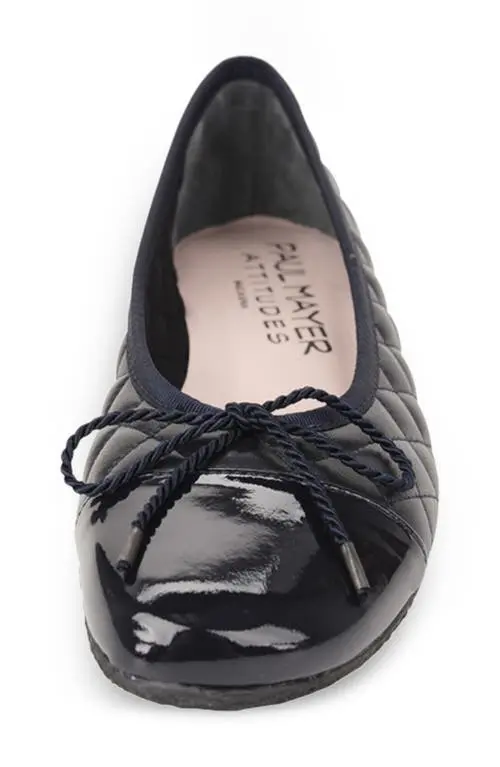 PAUL MAYER ATTITUDES Cozy Quilted Cap-toe Ballet Flat - Navy