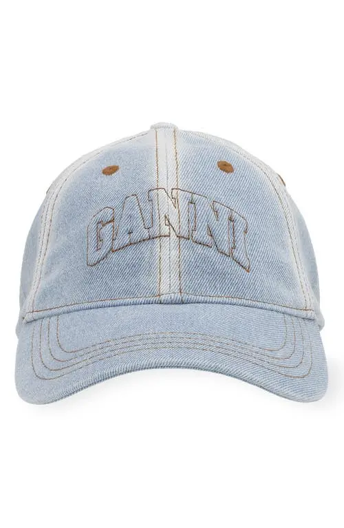 GANNI Washed Denim Baseball Cap - Light Denim