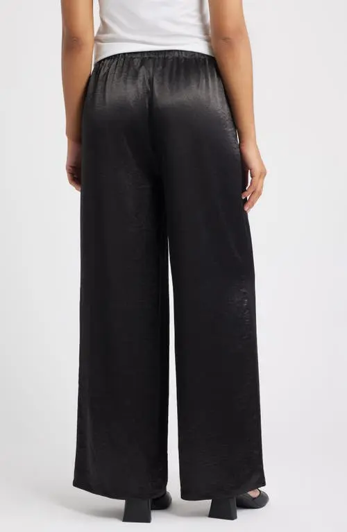 CITY BLUES Satin Drawstring Wide Leg Pants