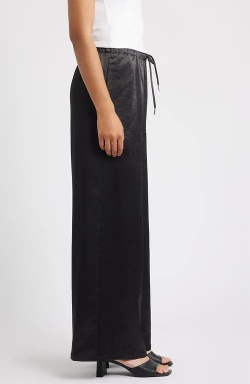 CITY BLUES Satin Drawstring Wide Leg Pants