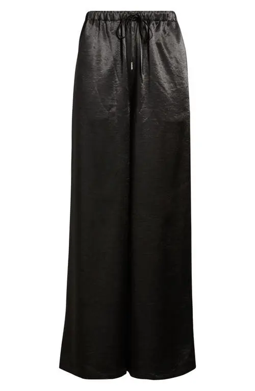 CITY BLUES Satin Drawstring Wide Leg Pants