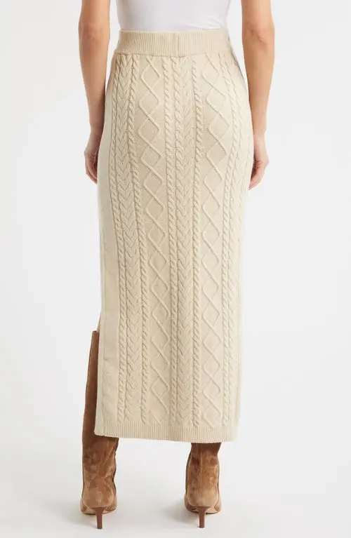 CITY BLUES Cable Knit Maxi Sweater Skirt - Sand