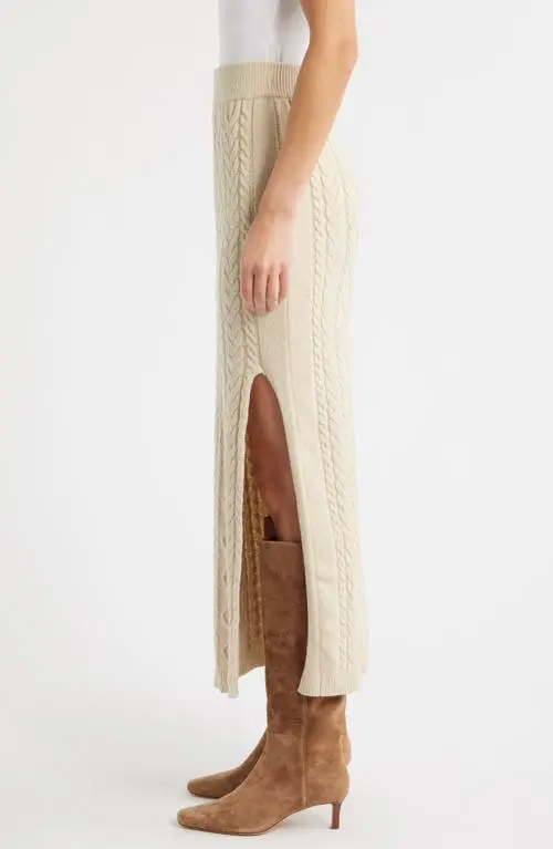 CITY BLUES Cable Knit Maxi Sweater Skirt - Sand